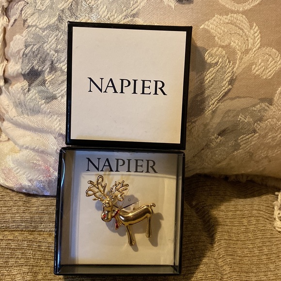Napier | Jewelry | Nwt Napier Reindeer Gold Brooch Pin | Poshmark